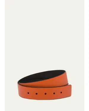 Prada Reversible Saffiano Leather Belt Strap - Papaya/nero