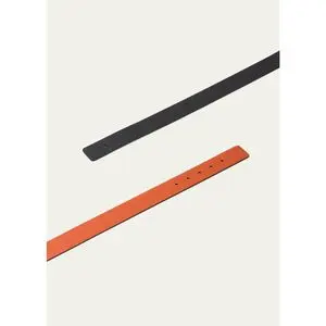 Prada Reversible Saffiano Leather Belt Strap - Papaya/nero