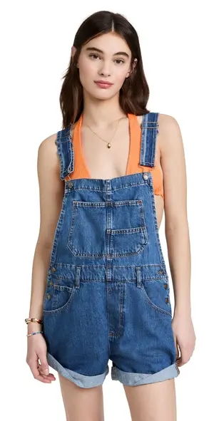 Free People Ziggy Shortalls Sapphire Blue