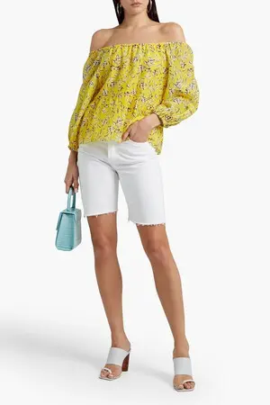 Alice + Olivia Alice Olivia Alta Offthe Shoulder Floralprint Cotton And Silkblend Top