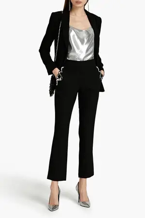 Rabanne Embellished Woolcrepe Straightleg Pants - Black