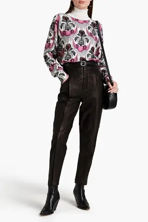 Rabanne Oversized Printed Wool Turtleneck Sweater