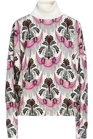 Rabanne Oversized Printed Wool Turtleneck Sweater