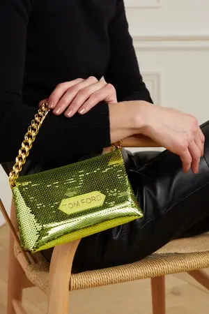 TOM FORD Mini Sequined Metallic Leather Clutch