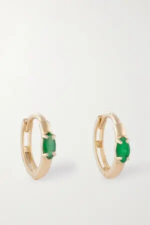 STONE AND STRAND Gold Emerald Hoop Earrings Gold