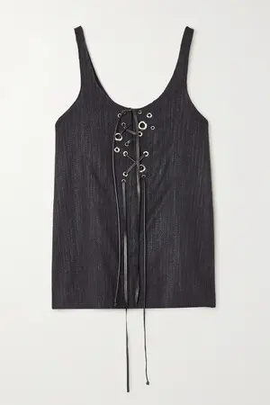 Chloé Silk-blend Canvas Tank With Leather Ties