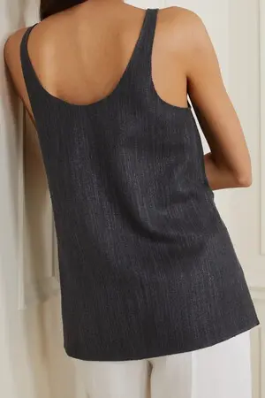 Chloé Silk-blend Canvas Tank With Leather Ties