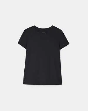Lafayette 148 New York Cotton Jersey Crewneck T-shirt - Black