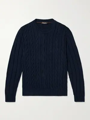 Loro Piana Slim-fit Cable-knit Cotton Sweater