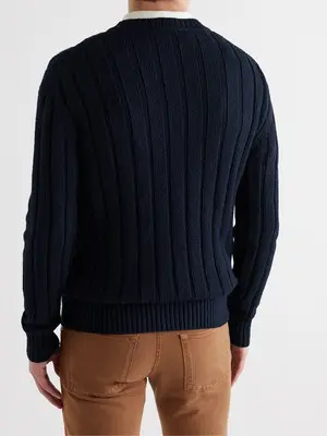 Loro Piana Slim-fit Cable-knit Cotton Sweater
