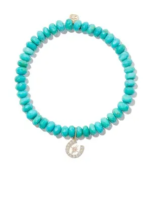 SYDNEY EVAN 14kt Yellow Starburst Turquoise And Diamond Bracelet - Gold