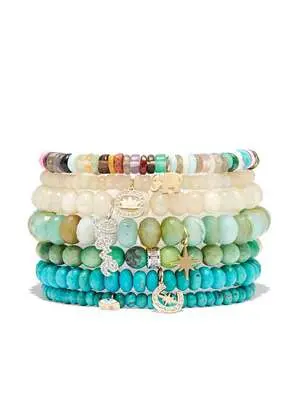 SYDNEY EVAN 14kt Yellow Starburst Opal And Diamond Bracelet - Gold