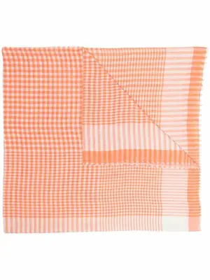 Faliero Sarti Check Pattern Scarf - Orange