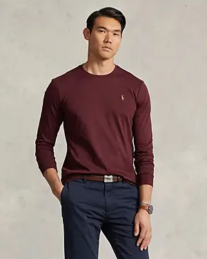 Polo Ralph Lauren Slim Fit Long Sleeve Tee Harvard Wine