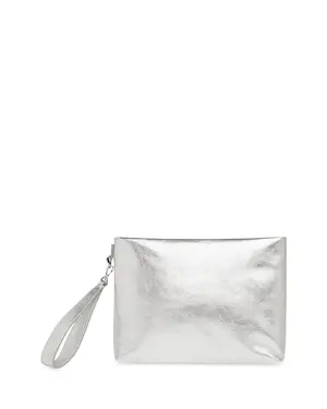 Whistles Avah Leather Clutch - Silver