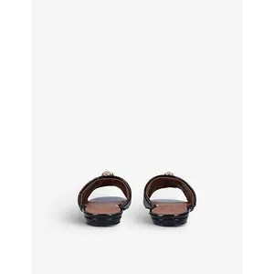 Kurt Geiger Kensington Eagle-embellished Quilted Patent-leather Mules - Black