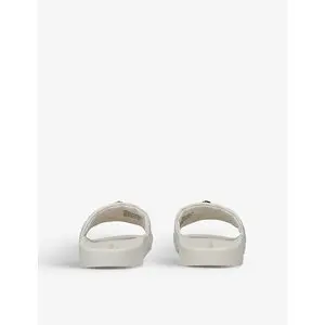 Kurt Geiger Meena Eagle Embellished Quilted Rubber Sliders - Bone
