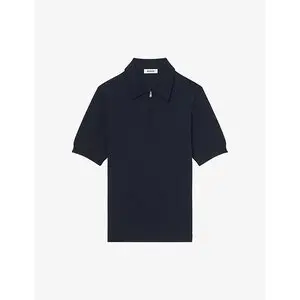 Sandro Zipped Stretch-woven Polo Shirt - Bleus