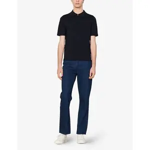 Sandro Zipped Stretch-woven Polo Shirt - Bleus