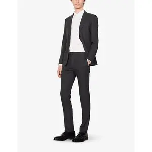 Sandro Slim-fit Tapered Wool Trousers - Noir / Gris