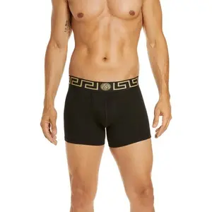 Versace Long Stretch Cotton Trunks - Black/gold