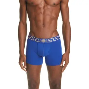 Versace Long Stretch Cotton Trunks - Bluette-gold