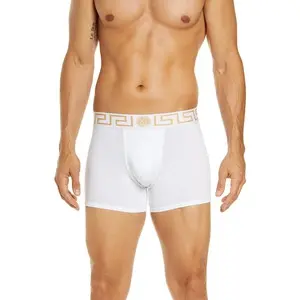 Versace Long Stretch Cotton Trunks - White/gold