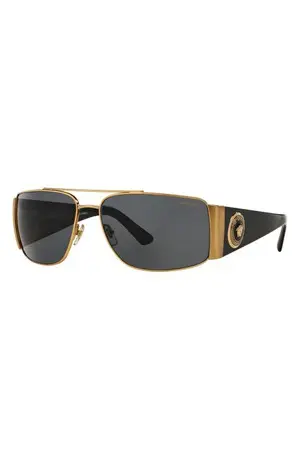 Versace 63mm Polarized Oversized Rectangle Sunglasses