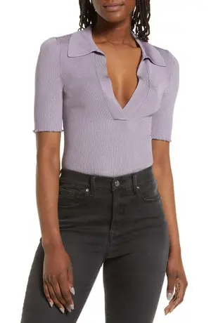 Good American Ribbed Johnny Collar Polo
