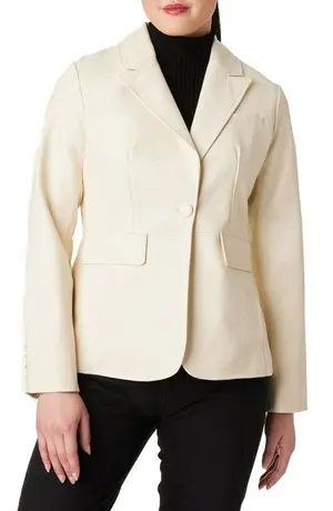 Sanctuary Faux Leather Blazer Cream