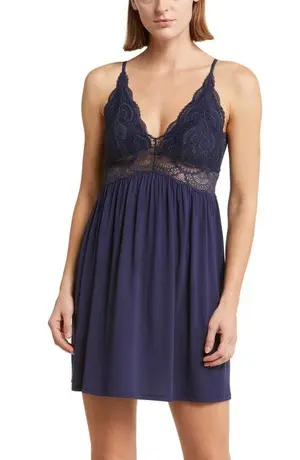 Eberjey Mariana Mademoiselle Jersey Chemise True Navy