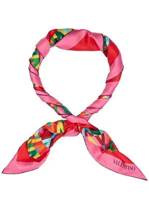 Valentino Garavani Optical Logo-print Silk-twill Scarf