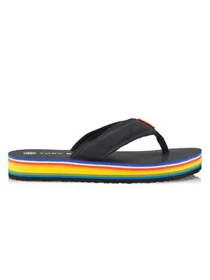 Tory Burch Women's 70s Flatform Flip Flops - Mallow Blanc Mange Dusty Lavender  Perfect Black