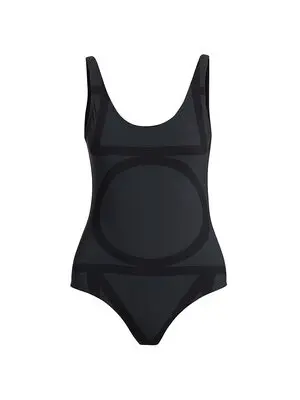 TOTEME Monogram One-piece Swimsuit Black Monogram