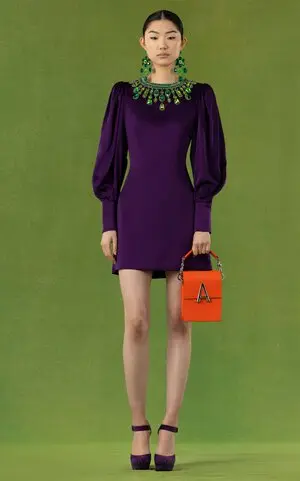 Andrew Gn Embellished-neck Mini Dress - Purple