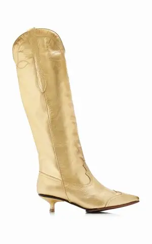 Johanna Ortiz Composed Of Love Metallic Leather Boots - Gold