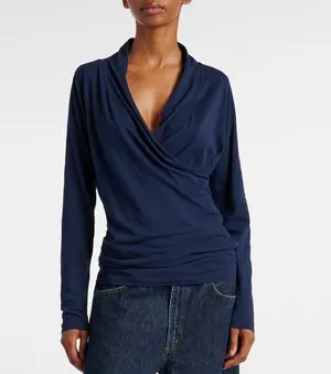 Velvet By Graham & Spencer Meri Cotton Wrap Top - Blue