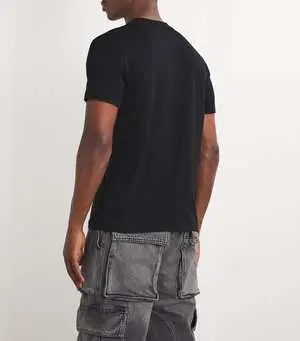 AMI Paris Organic Cotton T-shirt With De Coeur Embroidery - Black