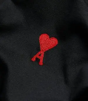 Ami Organic Cotton T-shirt With De Coeur Embroidery - Black