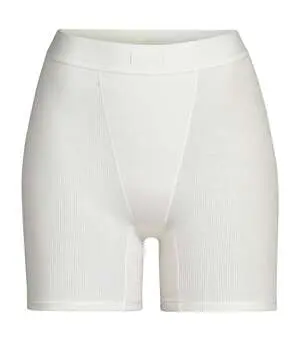 SKIMS Cotton-blend Ribbed Boxer Shorts - Ivory