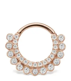 MARIA TASH Gold Invisible Diamond Apsara Hoop Earring Rose Gold