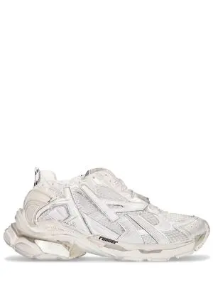 Balenciaga 60mm Runner Faux Leather & Mesh Sneakers - White