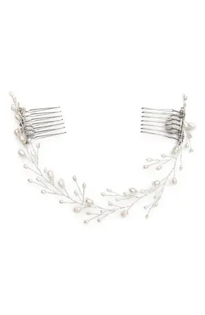 Brides & Hairpins Leona Pearl & Crystal Halo Comb - Silver