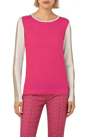 Akris Colorblock Wool Sweater - Hot Pink