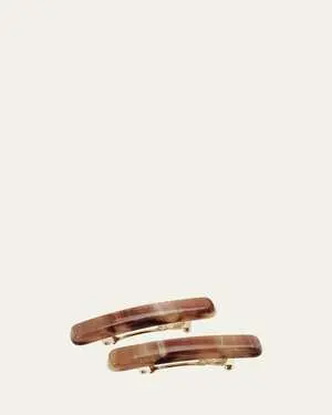 France Luxe France Luxe Mini Classic Rectangle Barrettes, Set Of 2 - Caramel Horn
