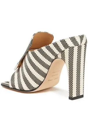 SERGIO ROSSI Sr1 Striped Woven Mules