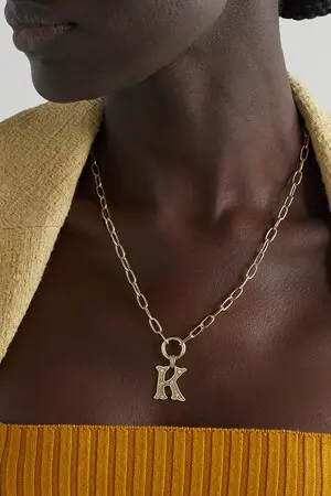 MARLO LAZ 14-karat Diamond Initial Pendant