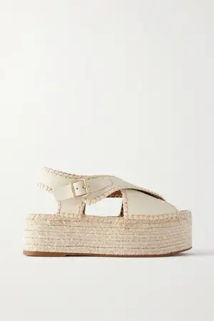 Chloé Lucinda Whipstitched Leather Platform Espadrilles Sandals