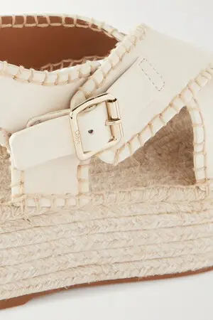 Chloé Lucinda Whipstitched Leather Platform Espadrilles Sandals