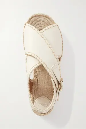 Chloé Lucinda Whipstitched Leather Platform Espadrilles Sandals